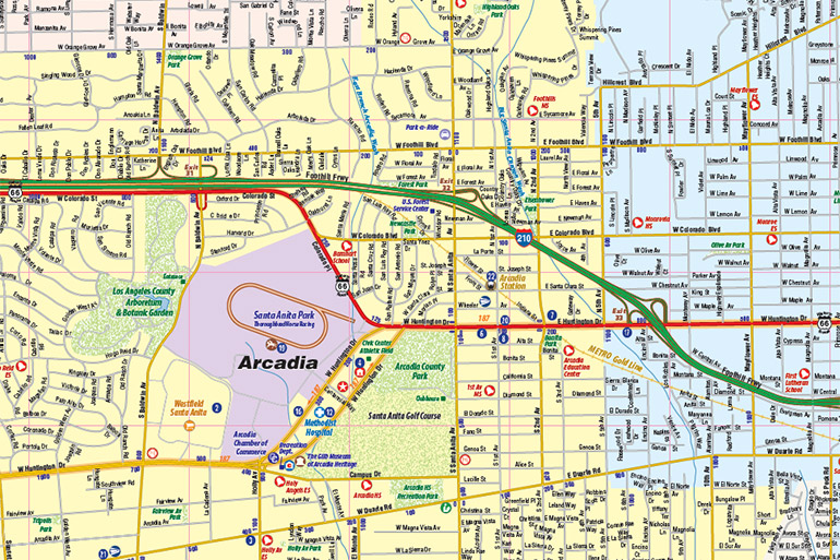 Arcadia CA Map - Community Map - Town Square Publications